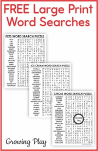 Printable Large Print Word Search Puzzles FREE - Growing Play