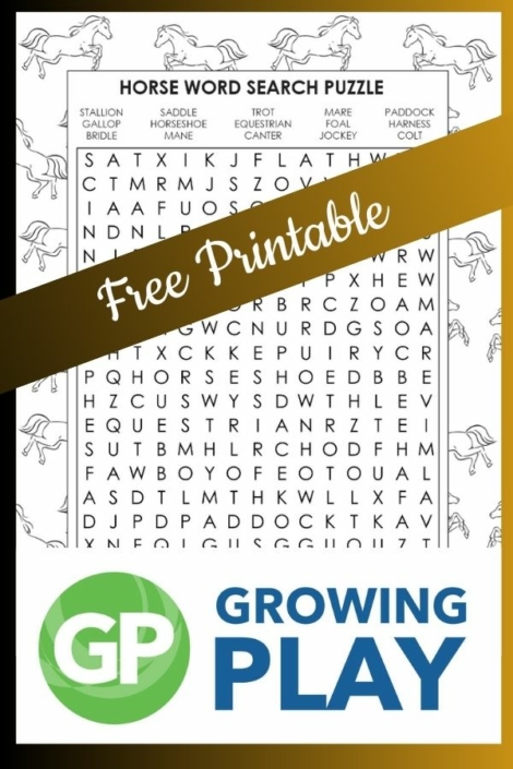 Free Printable Horse Word Search Puzzle - Growing Play