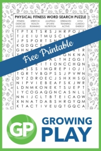 Physical Fitness Word Search - Free Printable - Growing Play