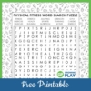 Physical Fitness Word Search - Free Printable - Growing Play