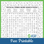 Physical Fitness Word Search - Free Printable - Growing Play