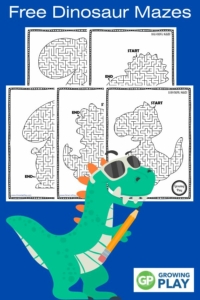 Dinosaur Maze PDF Packet - Free Printables - Growing Play