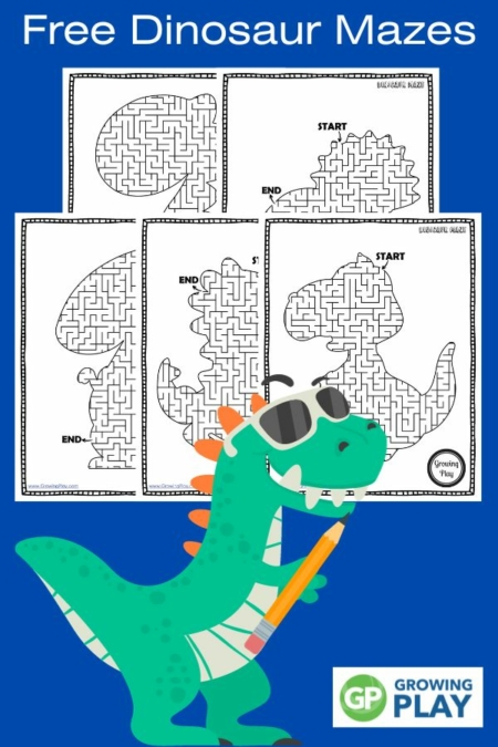 Dinosaur Maze PDF Packet - Free Printables - Growing Play
