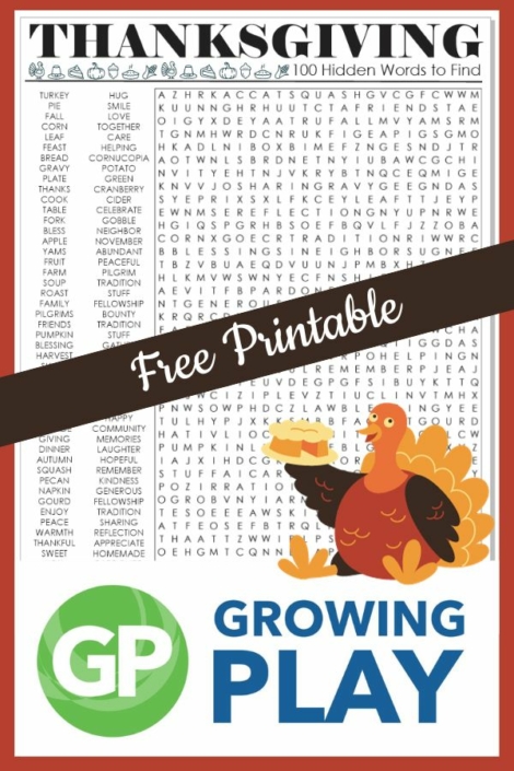Thanksgiving Word Search Hard Printable Free Puzzles - Growing Play