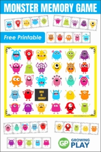 Monster Memory Game for Kids - Free Printable - Growing Play
