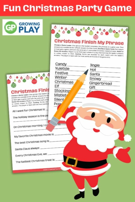 Christmas Finish My Phrase Free Printable - Instant Download - Growing Play