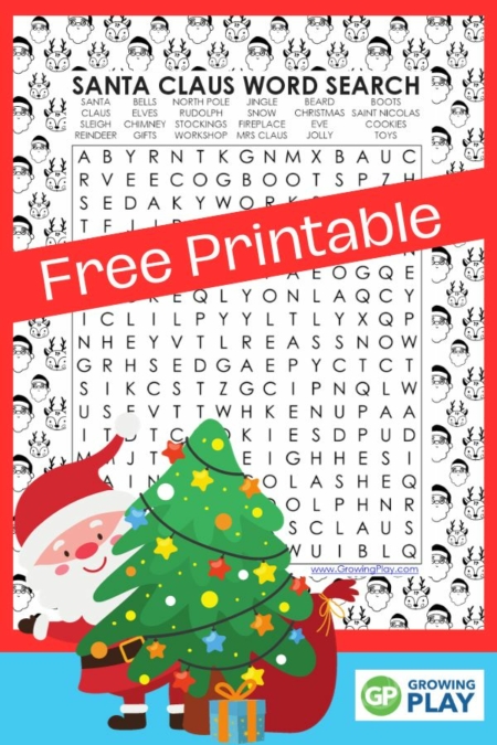 Santa Word Search Printable Free PDF Puzzle for Kids - Growing Play