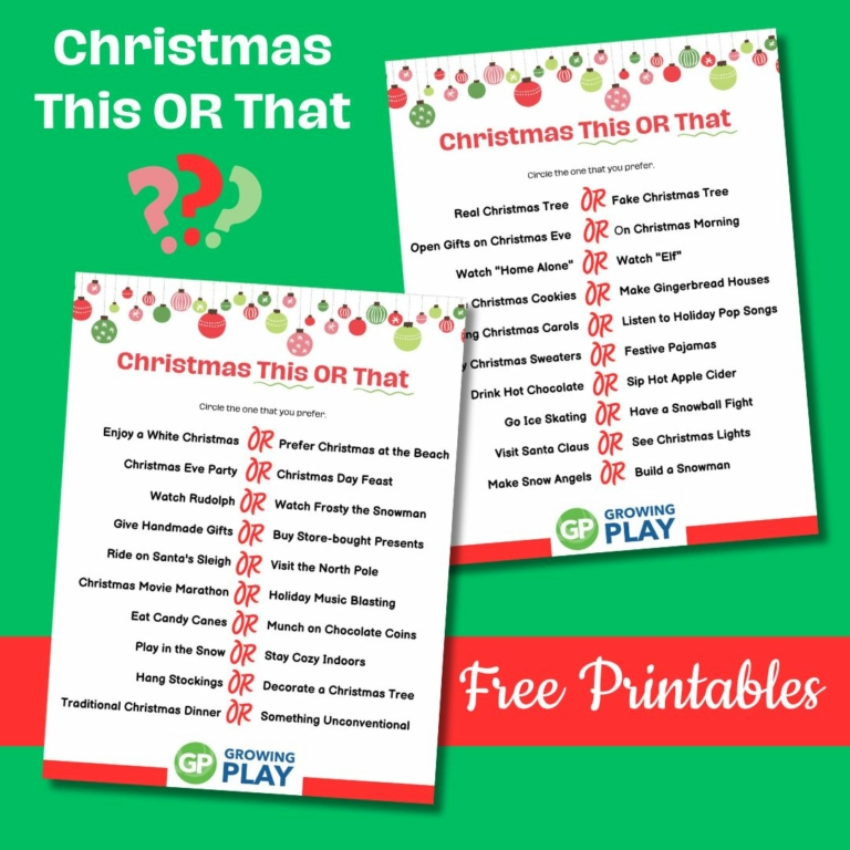 Christmas This OR That Questions - Fun Free Printable - Growing Play