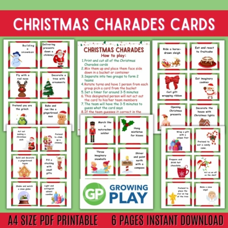 Free Printable Christmas Charades Cards - Fun Game - Growing Play