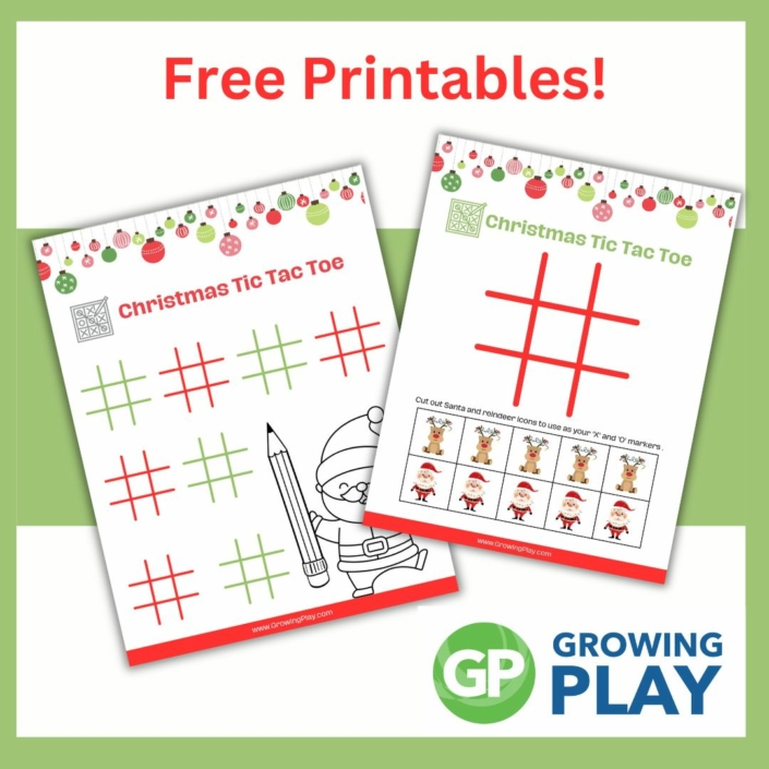 Printable Christmas Tic Tac Toe- Game For Holiday - Growing Play