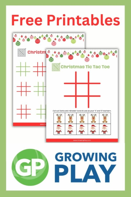 Printable Christmas Tic Tac Toe- Game For Holiday - Growing Play