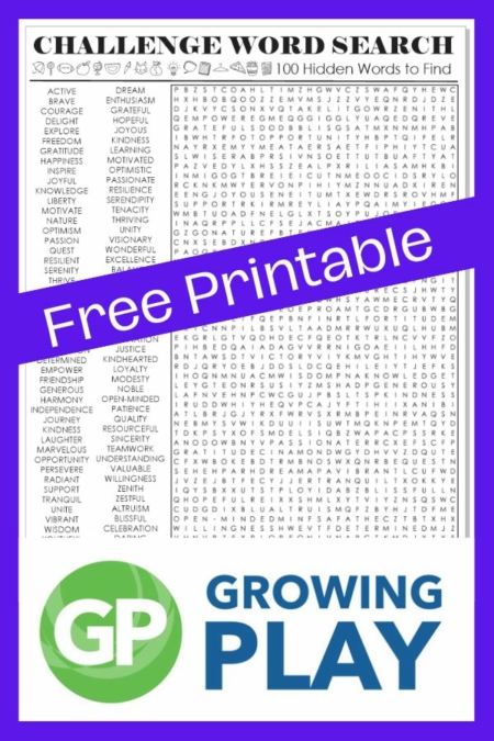 Difficult Word Search Puzzle - Free Challenge Printable - Growing Play