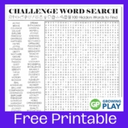Difficult Word Search Puzzle - Free Challenge Printable - Growing Play
