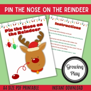 Pin the Nose on Rudolph Game- Free Reindeer Printable - Growing Play