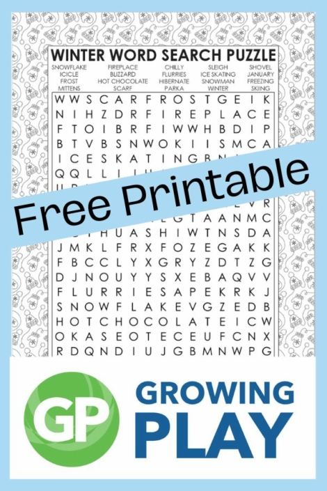 Winter Word Search Puzzle - Free Printable Activity - Growing Play