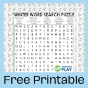 Winter Word Search Puzzle - Free Printable Activity - Growing Play