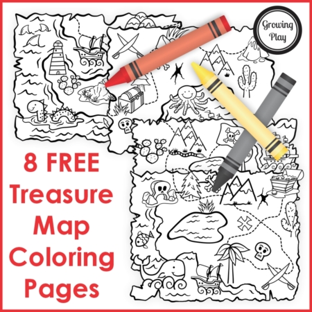 Treasure Map Coloring Pages - Free Printable PDF - Growing Play