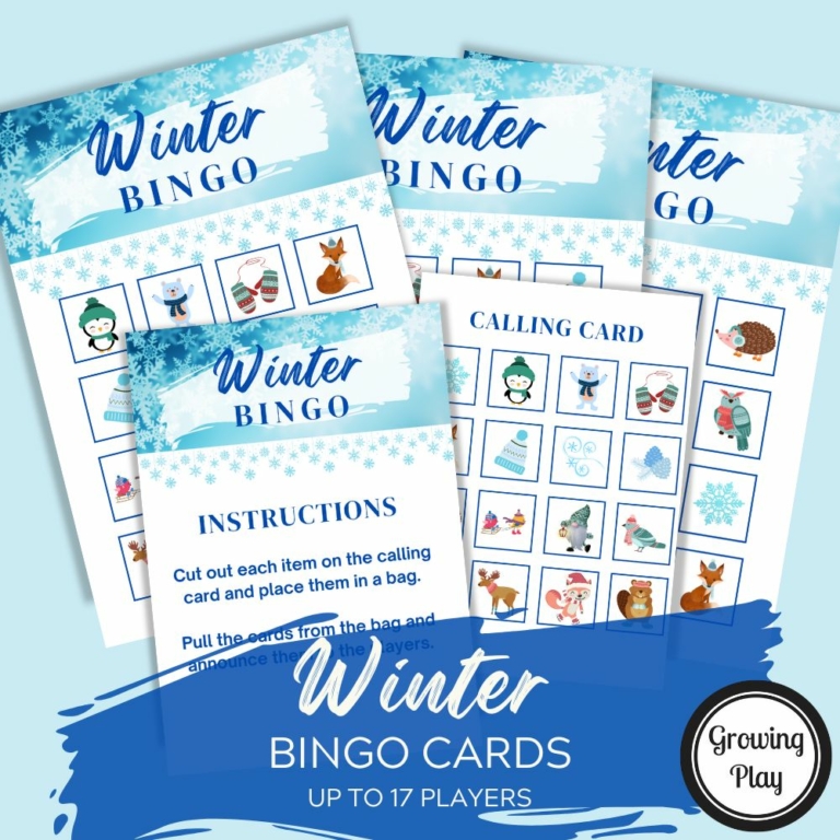 Winter Bingo Free Printable- Picture Game for Kids - Growing Play