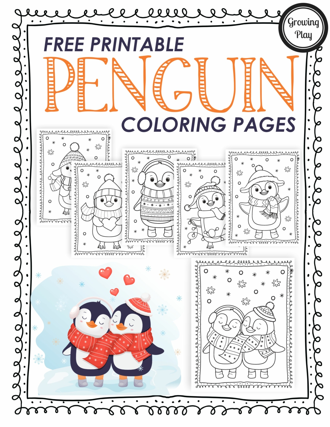 Cute Penguin Coloring Pages - Free Printable for Kids - Growing Play