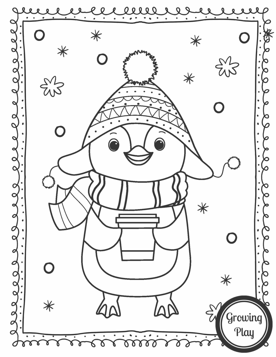 Cute Penguin Coloring Pages - Free Printable for Kids - Growing Play