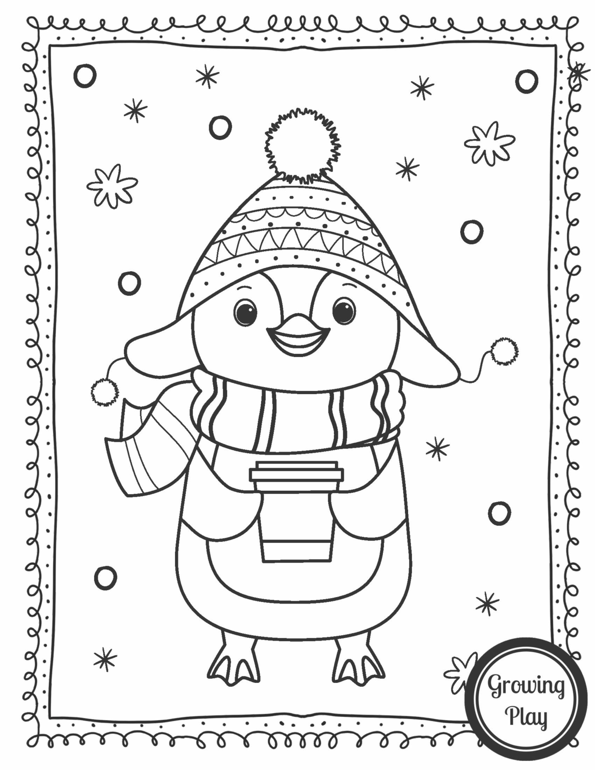 Cute Penguin Coloring Pages - Free Printable for Kids - Growing Play