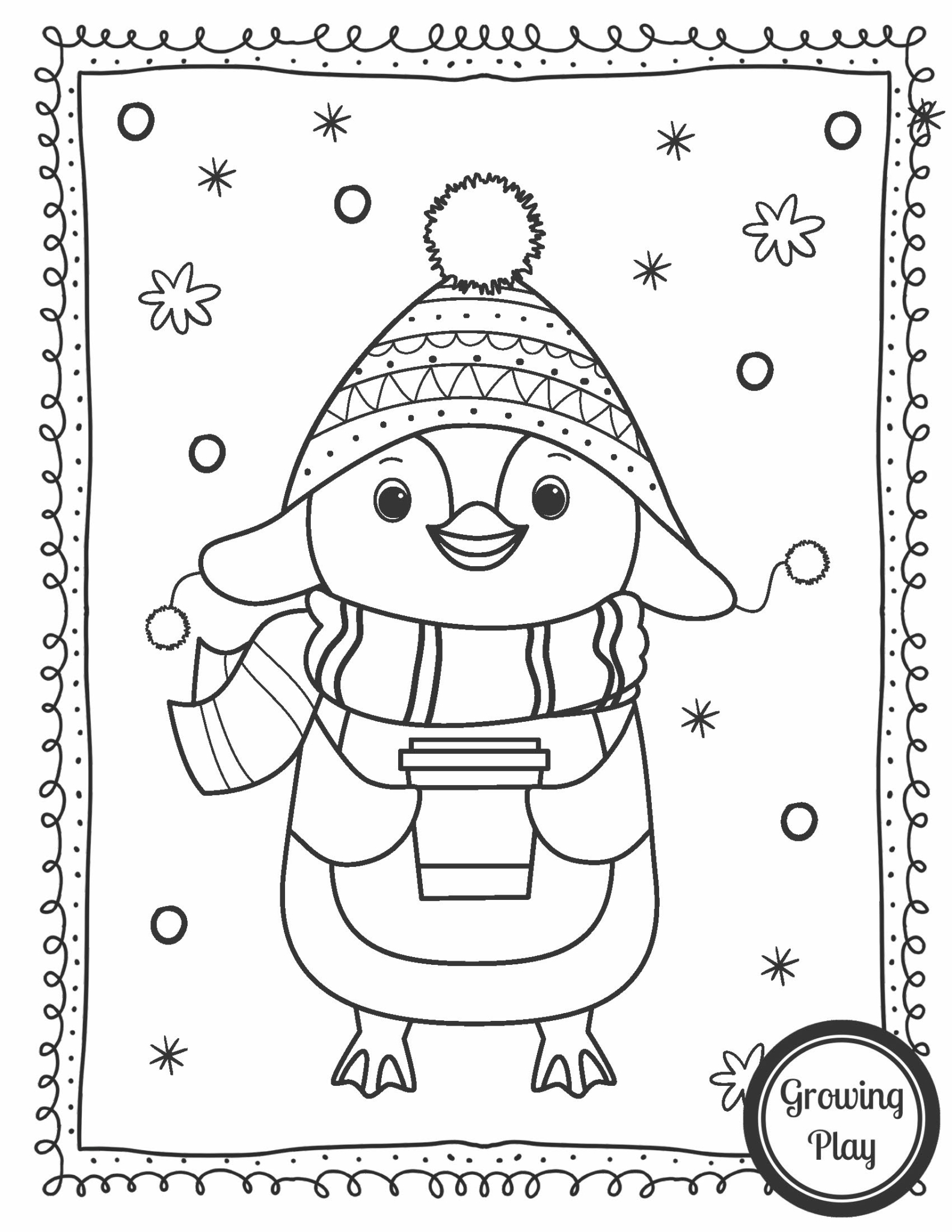 Cute Penguin Coloring Pages - Free Printable for Kids - Growing Play