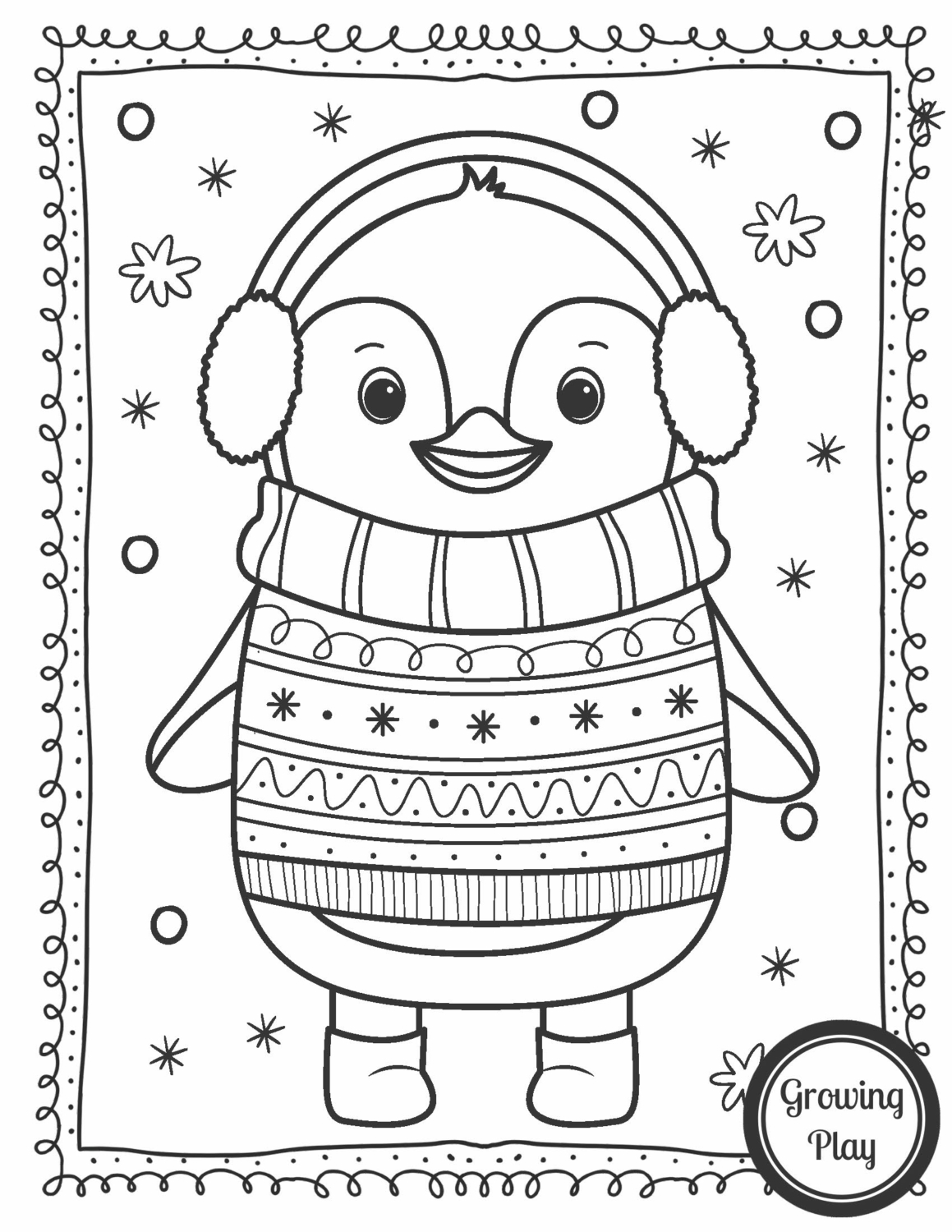 Cute Penguin Coloring Pages - Free Printable for Kids - Growing Play