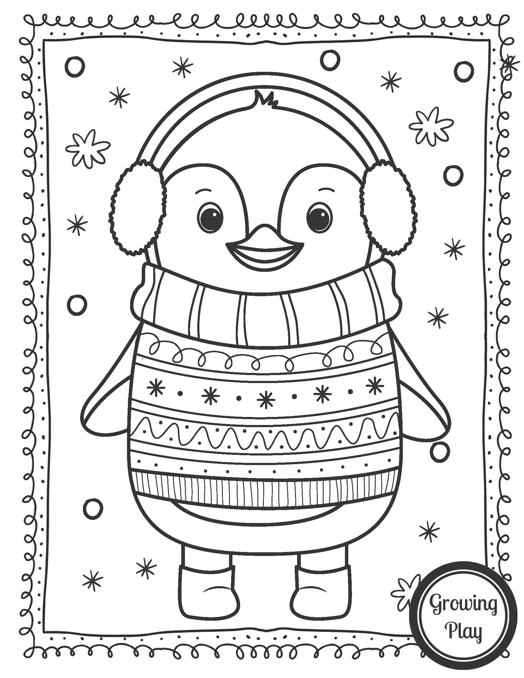 Cute Penguin Coloring Pages - Free Printable for Kids - Growing Play