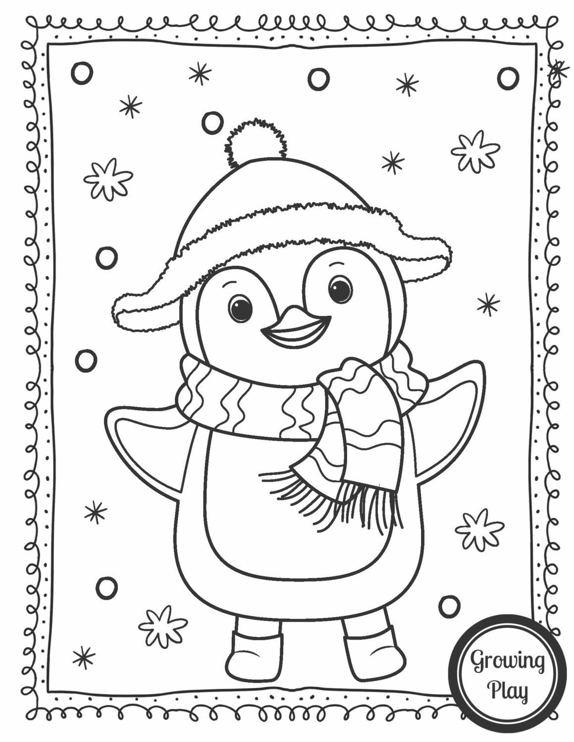 Cute Penguin Coloring Pages - Free Printable for Kids - Growing Play