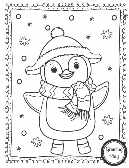 Cute Penguin Coloring Pages - Free Printable for Kids - Growing Play