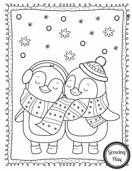 Cute Penguin Coloring Pages - Free Printable for Kids - Growing Play