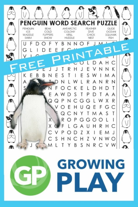 Penguin Word Search - Free Printable PDF - Growing Play