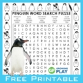 Penguin Word Search - Free Printable PDF - Growing Play