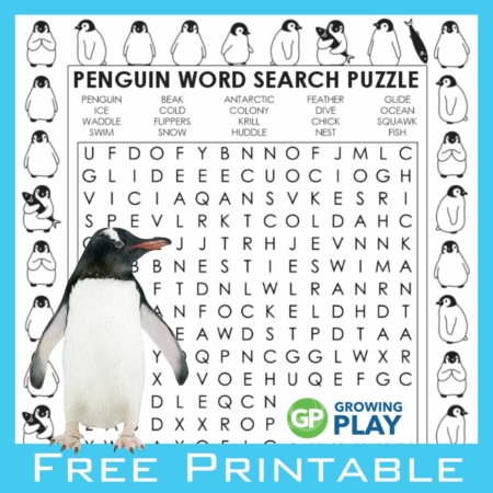 Penguin Word Search - Free Printable PDF - Growing Play