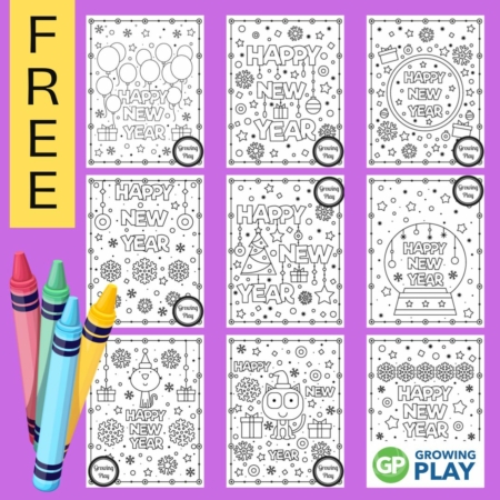 New Year Coloring Pages - Free Printables - Growing Play