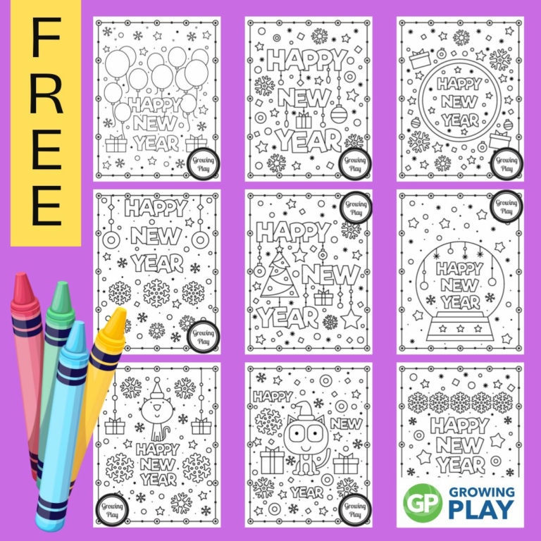 New Year Coloring Pages - Free Printables - Growing Play