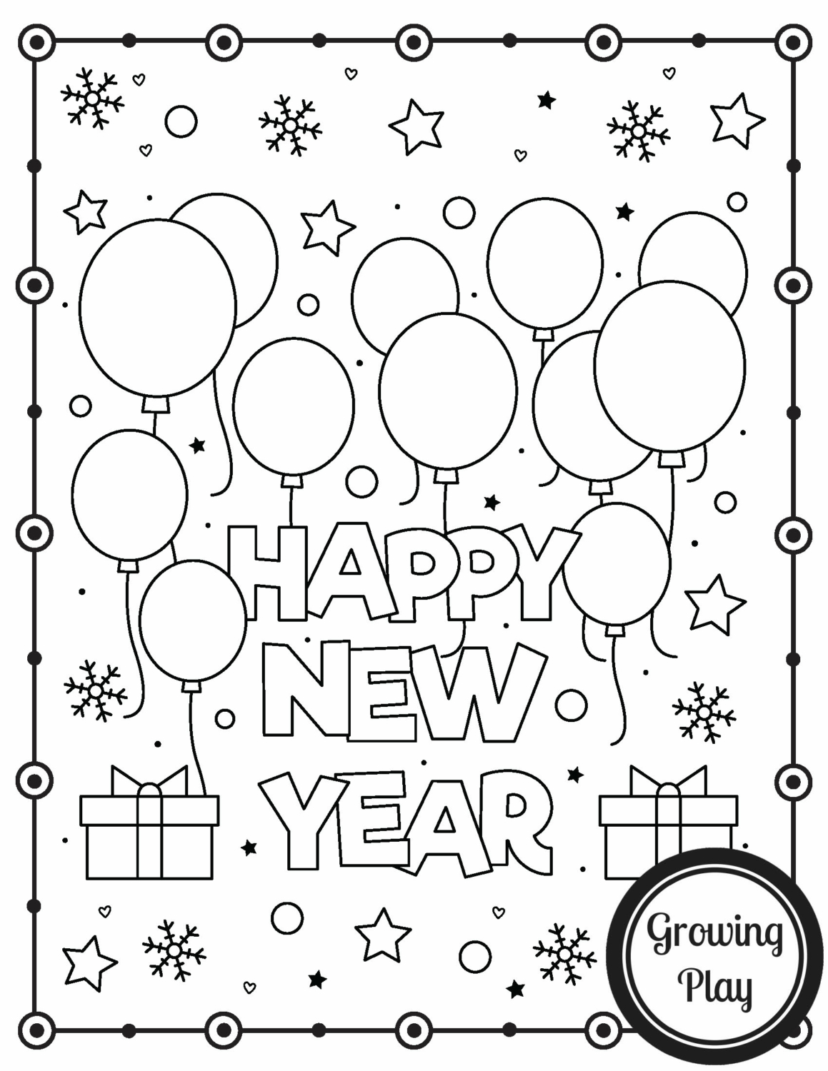 New Year Coloring Pages - Free Printables - Growing Play