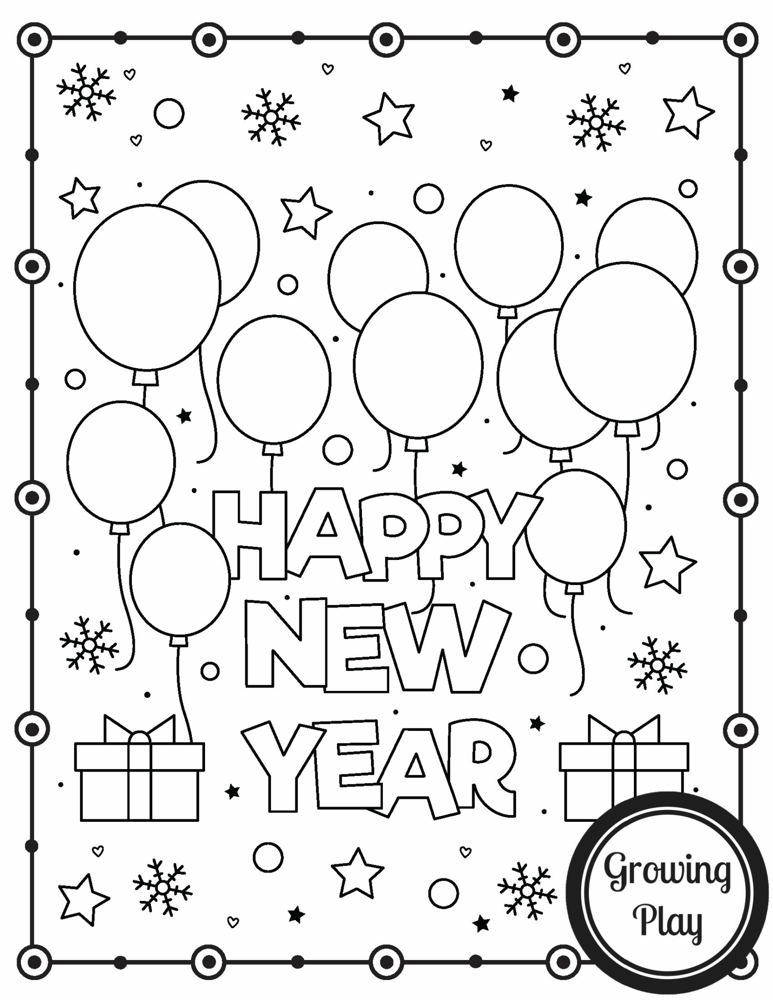 New Year Coloring Pages - Free Printables - Growing Play