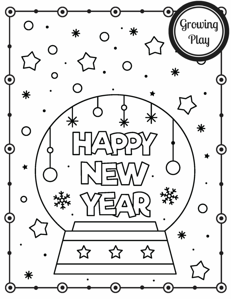 New Year Coloring Pages - Free Printables - Growing Play