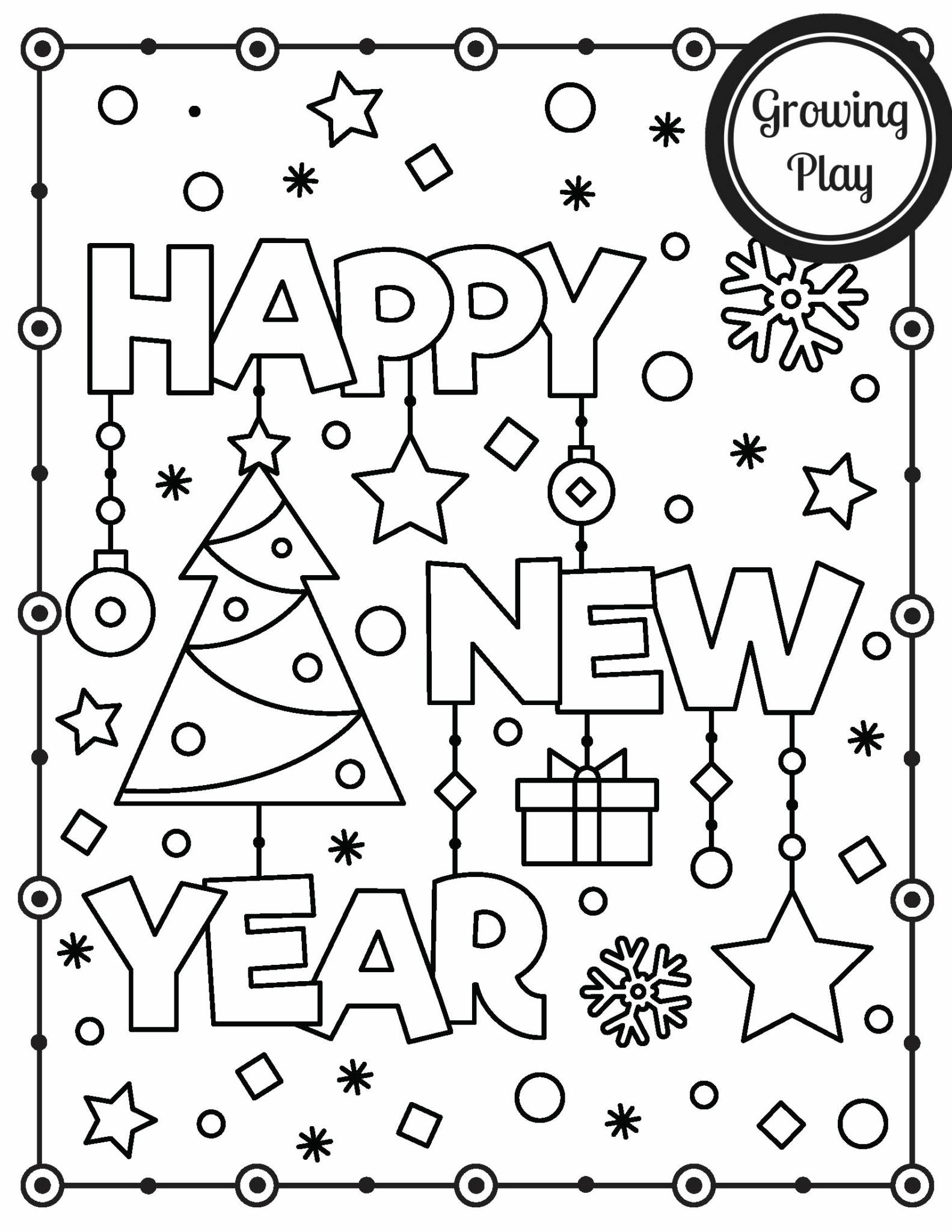 New Year Coloring Pages - Free Printables - Growing Play