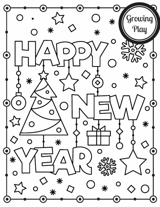 New Year Coloring Pages - Free Printables - Growing Play