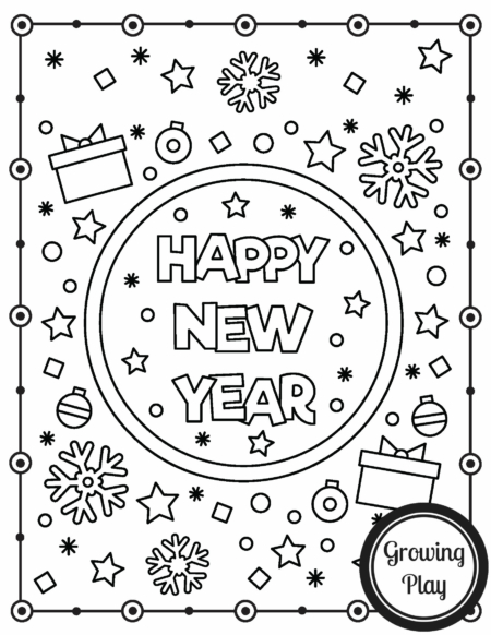 New Year Coloring Pages - Free Printables - Growing Play