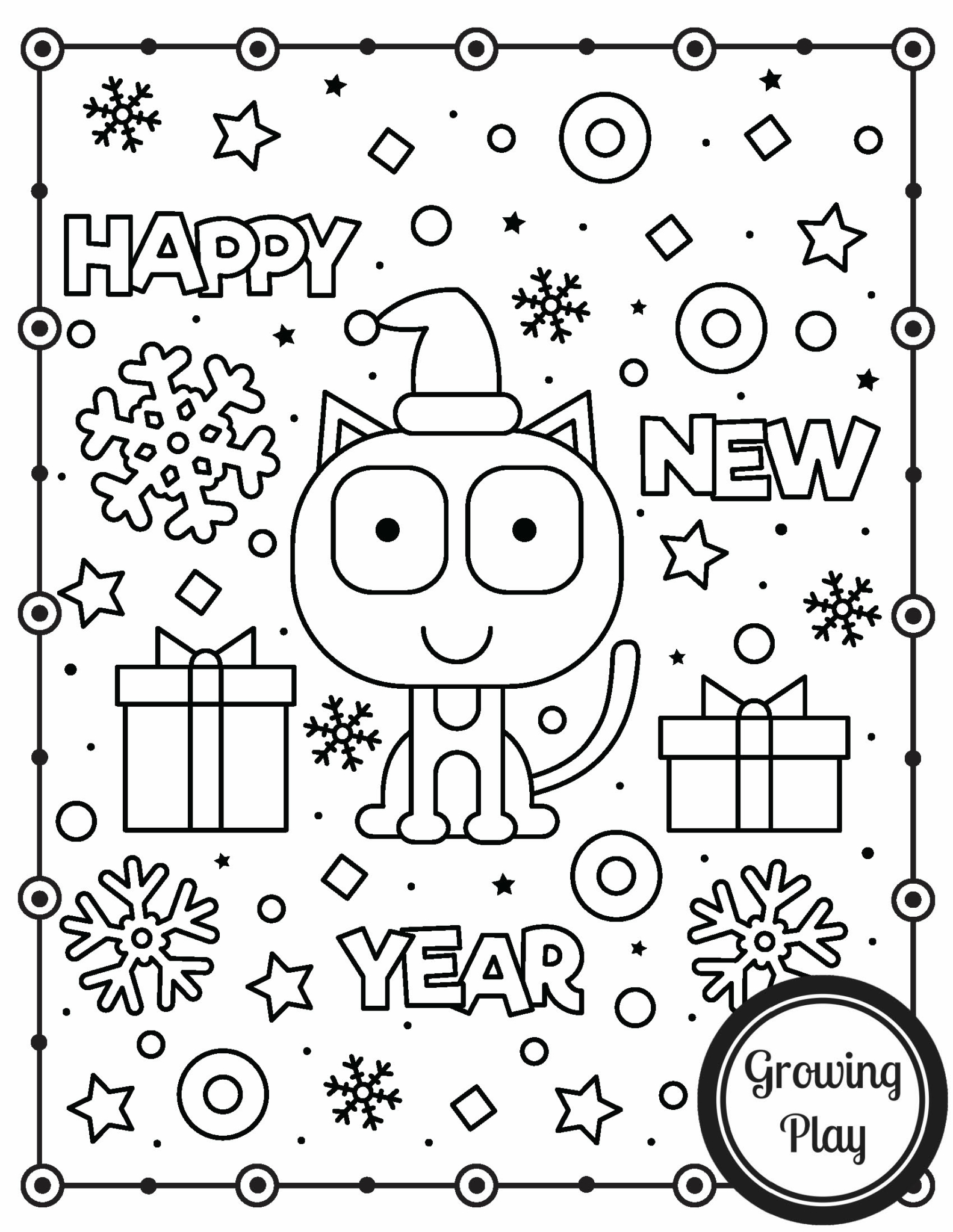 New Year Coloring Pages - Free Printables - Growing Play