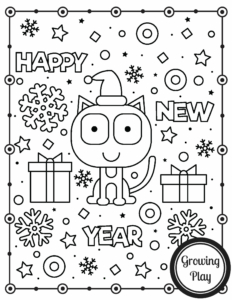 New Year Coloring Pages - Free Printables - Growing Play