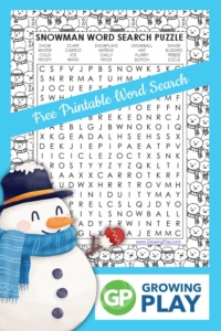Snowman Word Search - Free Printable - Growing Play