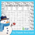 Snowman Word Search - Free Printable - Growing Play