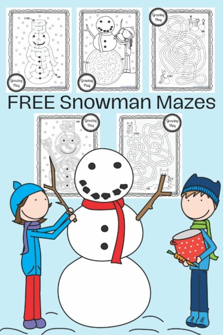 Snowman Maze Free Printable PDF Packet - Growing Play
