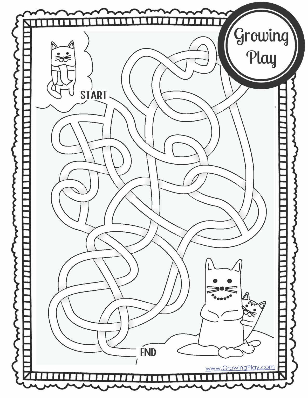 Snowman Maze Free Printable PDF Packet - Growing Play