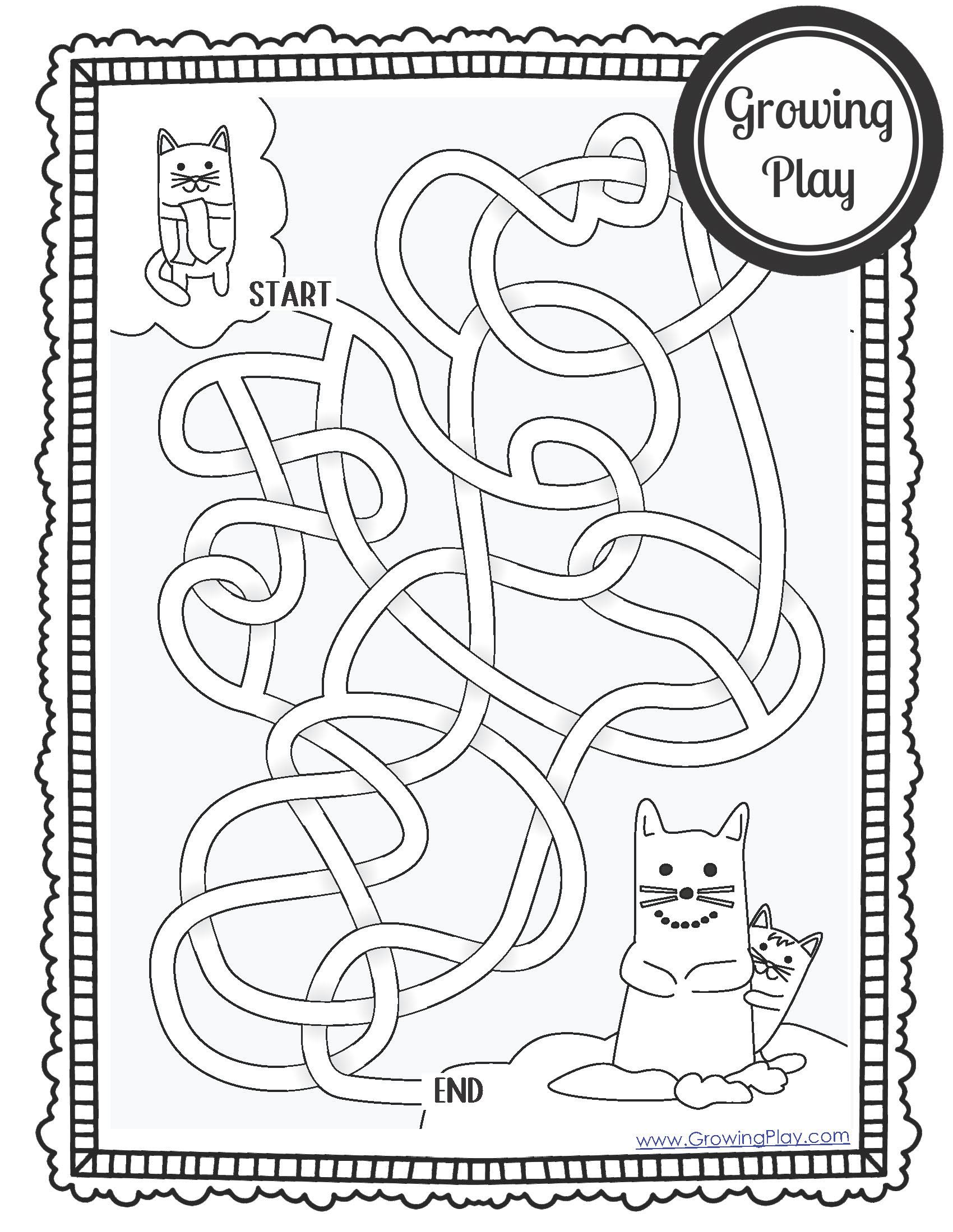 Snowman Maze Free Printable PDF Packet - Growing Play