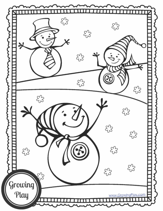Cute Snowman Coloring Pages - Free Printable - Growing Play